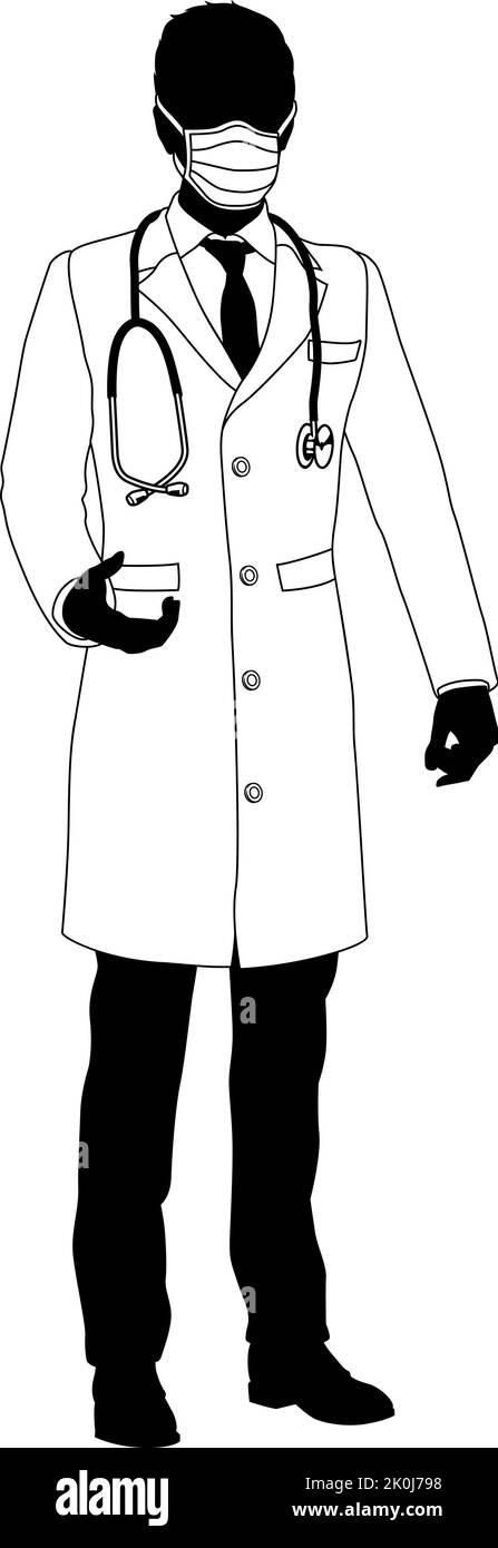 Doctor Man Medical Silhouette Healthcare Person Stock Vector Image ...