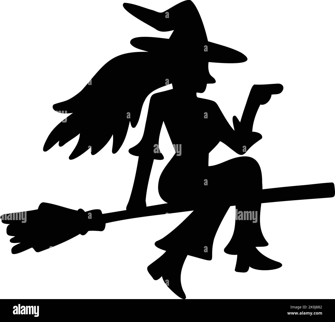 Cartoon witch riding broomstick hi-res stock photography and images - Alamy