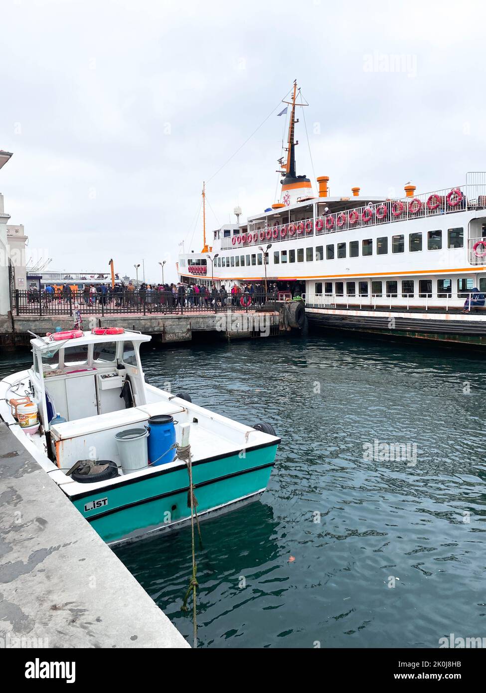 Besiktas, Istanbul, Turkey. 25 October 2021. Ferry docking at Kadikoy ...
