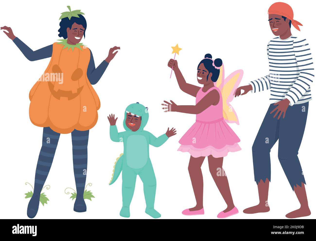 Family members interaction semi flat color vector characters Stock ...