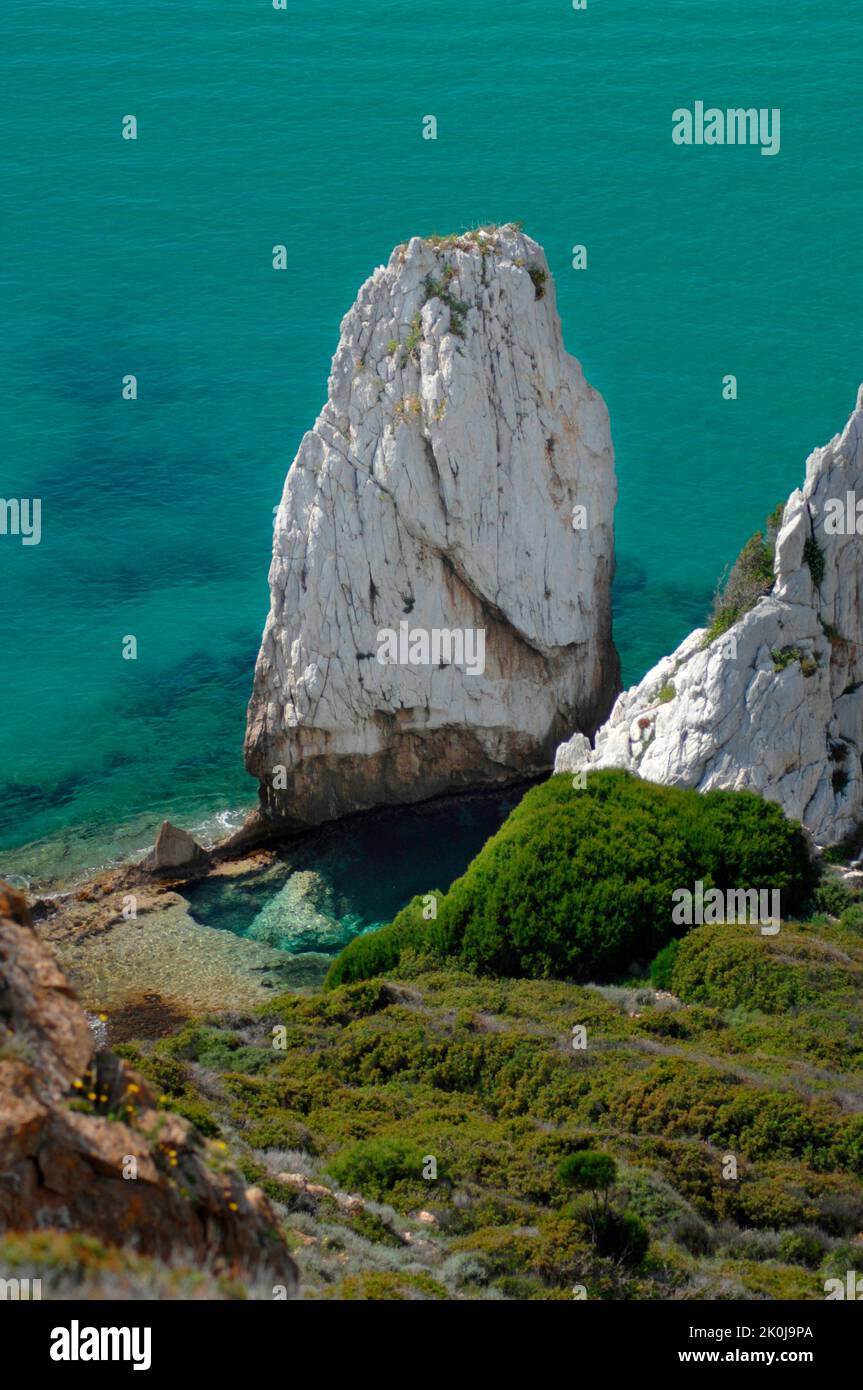 Nido dell'Aquila stack, Buggerru, Sardinia, Italy Stock Photo - Alamy