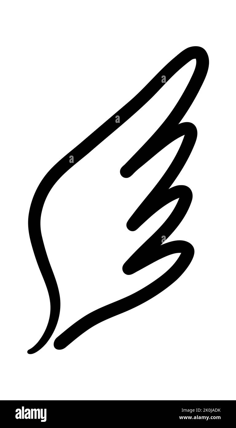 Wings birds and angel. Cartoon doodle bird tattoo wing icon. Feather ...