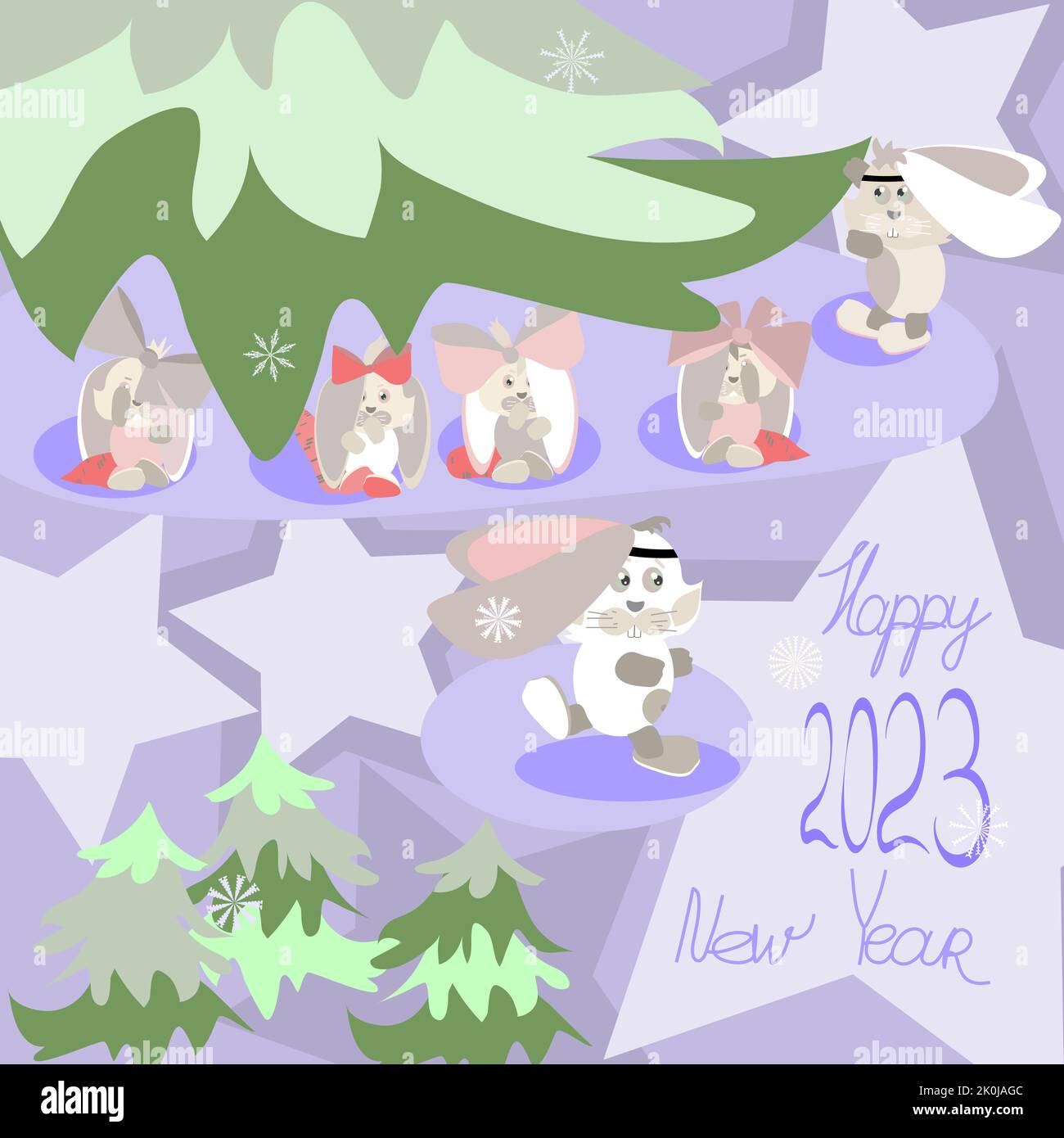 The symbol of the year 2023 is a black rabbit a greeting card an ...