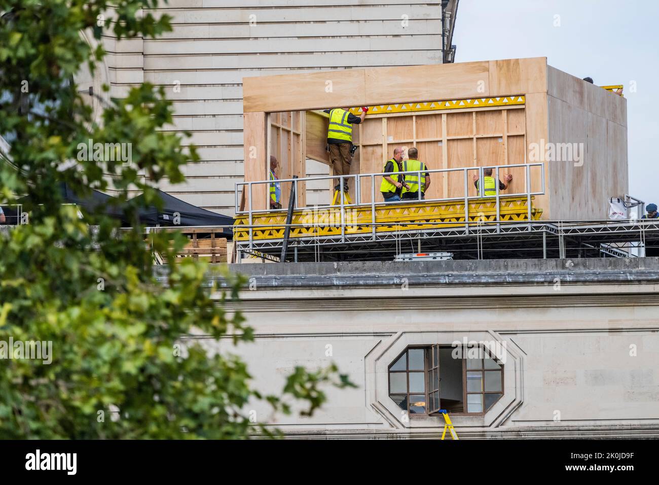London, UK. 12th Sep, 2022. Temporary Television studios are built on ...