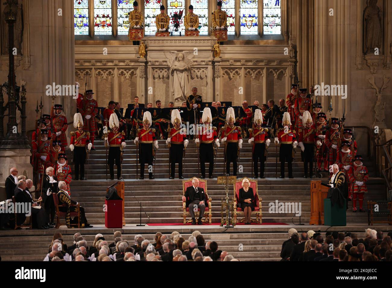 King Charles III and the Queen Consort at Westminster Hall, London ...