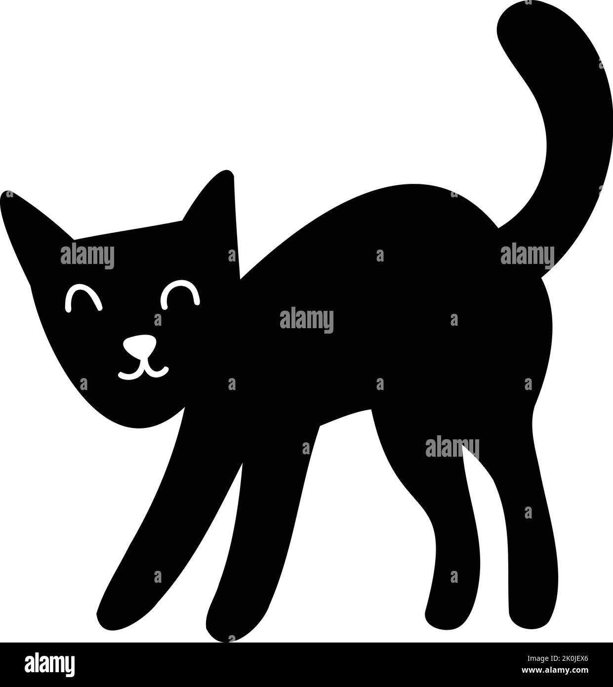 Hand Drawn Cute Black Cat Illustration Isolated On Background Stock Vector Image And Art Alamy