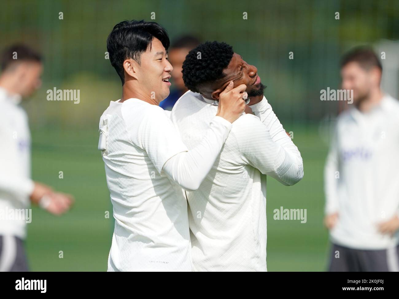 Tottenham Hotspur's Son Heung-min (left) and Emerson Royal during a ...