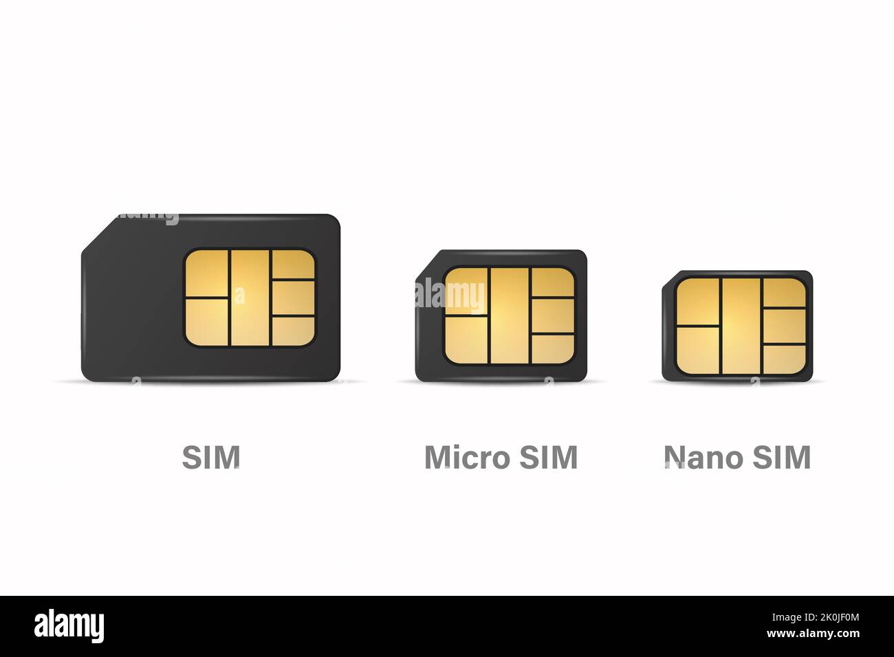 Vector 3d Realistic Black Plastic Sim, Micro Sim, Nano Sim Card ...