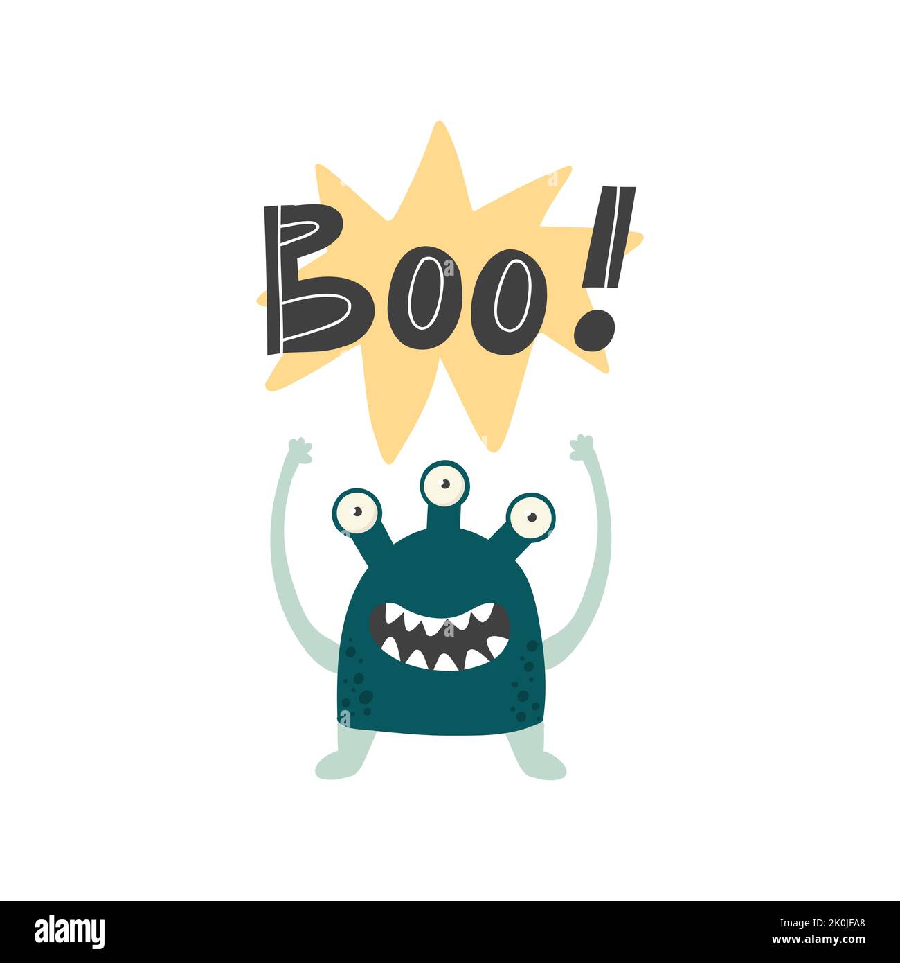 Monster print with slogan. Cartoon character design for fashion fabrics ...