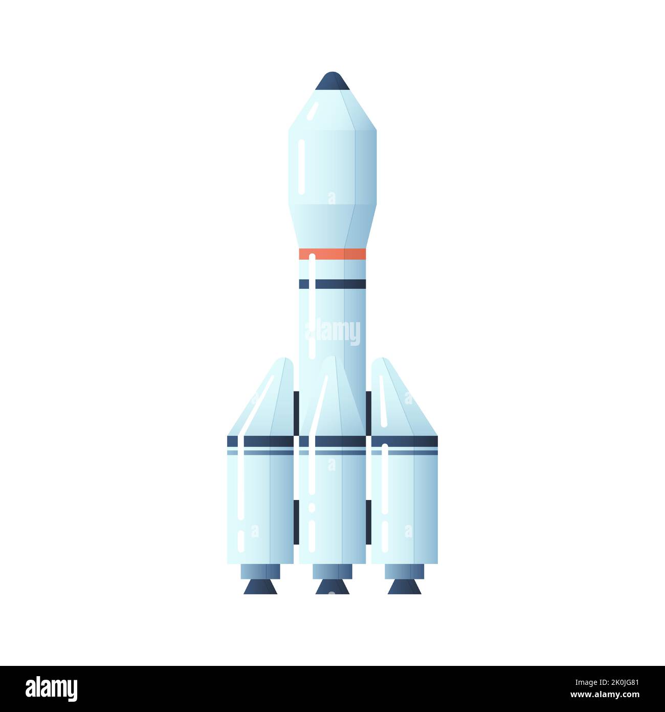 Rocket is in a vertical position. Light blue cargo rocket. Vector ...