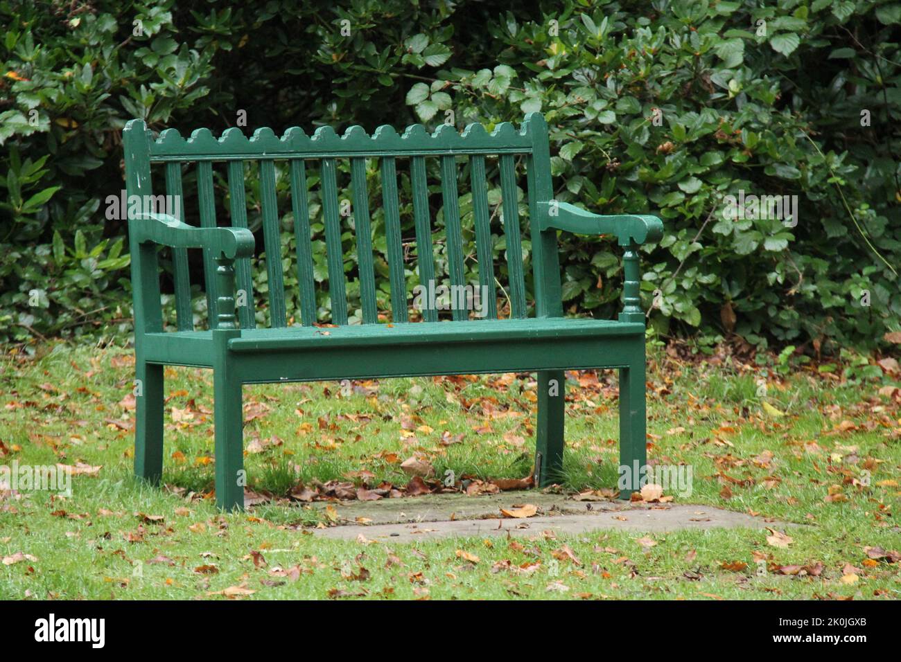 A Green Wooden Park Bench in a Countryside Setting Stock Photo - Alamy