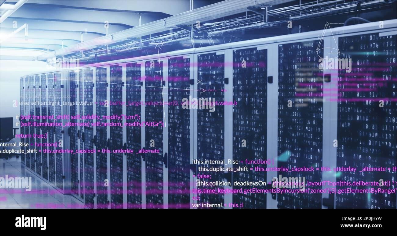 Image of mathematical equations and data processing over computer servers Stock Photo - Alamy
