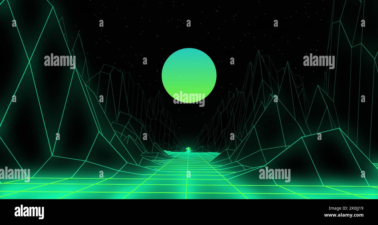 Image of game over text over digital mountains Stock Photo - Alamy