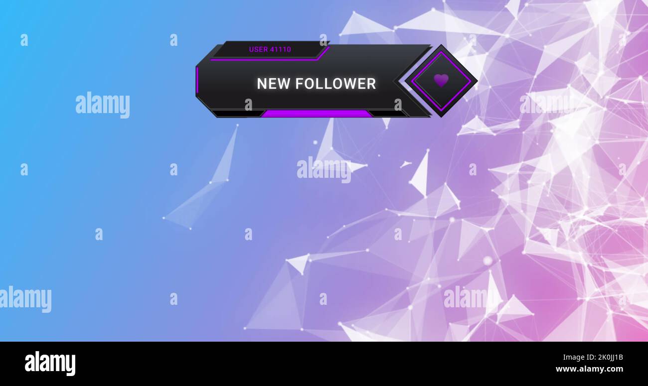 Image of social media icons and texts over shapes Stock Photo - Alamy