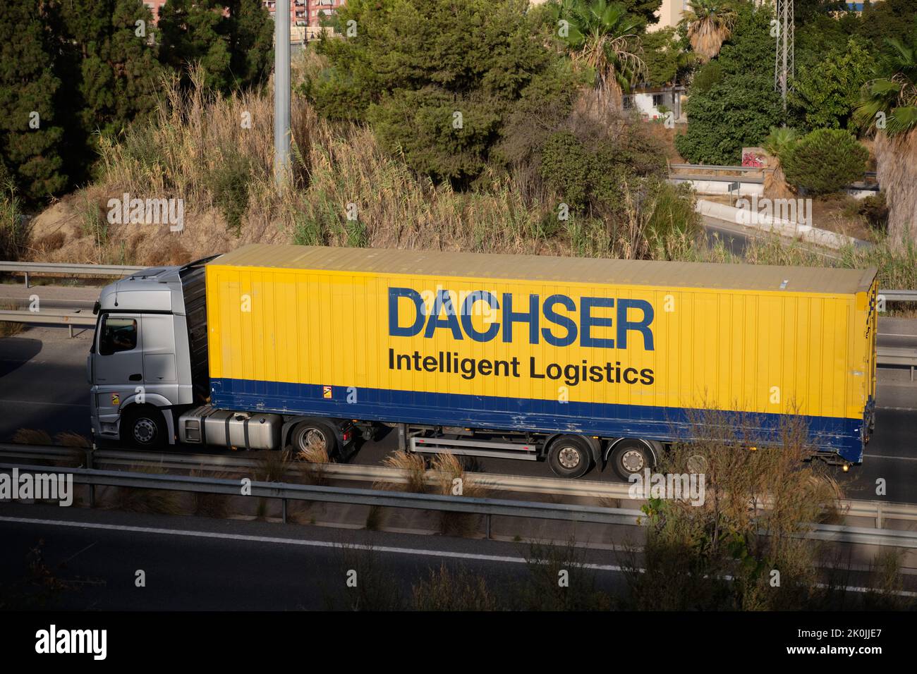 Dachser Intelligent logistics truck on highway. Malaga province, Spain ...