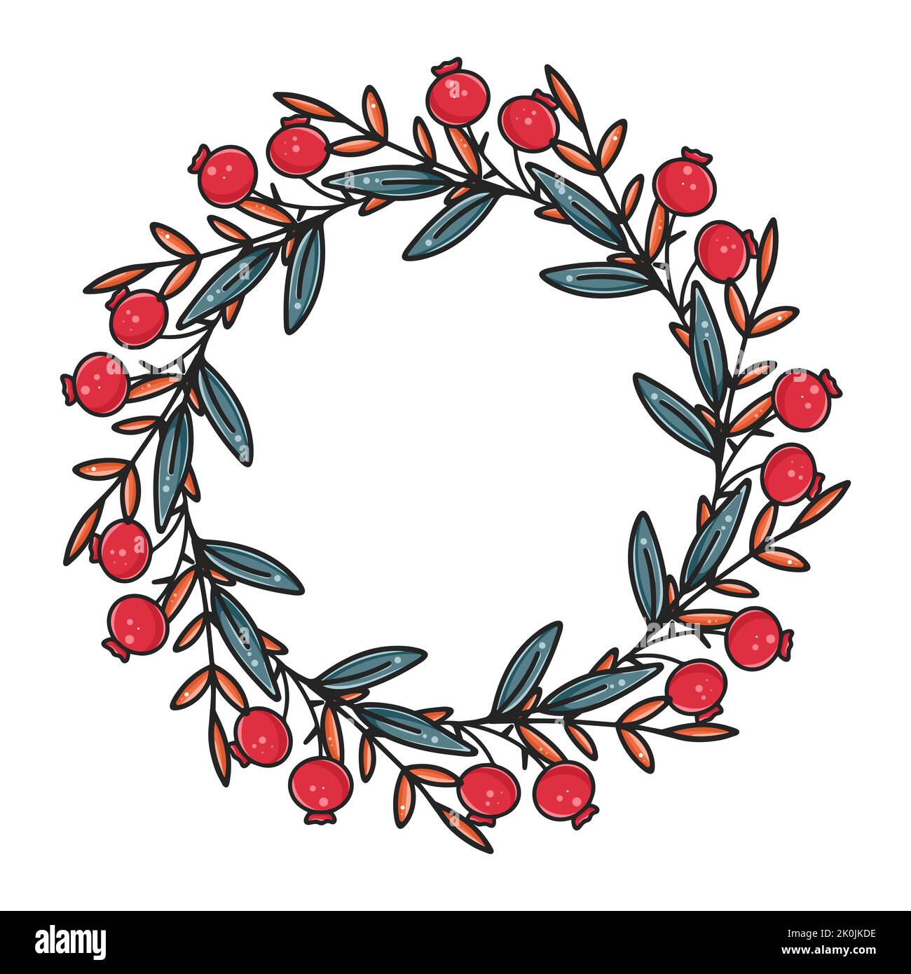 Beautiful botanical christmas wreath isolated vector illustration ...