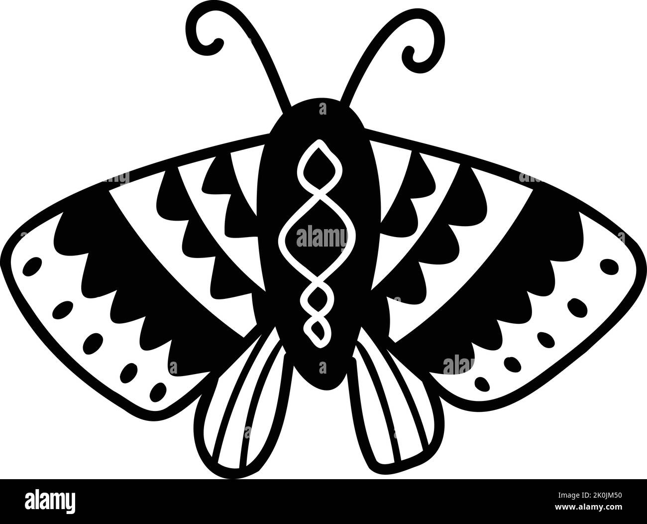 Hand Drawn bohemian style butterfly illustration isolated on background ...