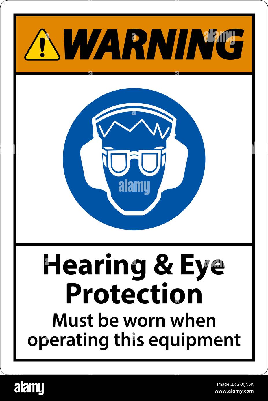 Warning Hearing and Eye Protection Sign On White Background Stock ...
