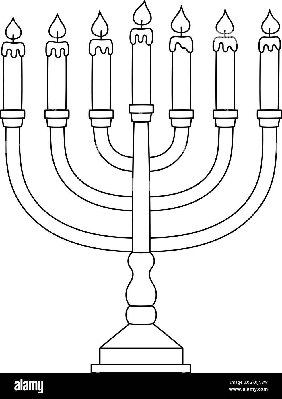 Hanukkah Menorah Isolated Coloring Page for Kids Stock Vector Image ...