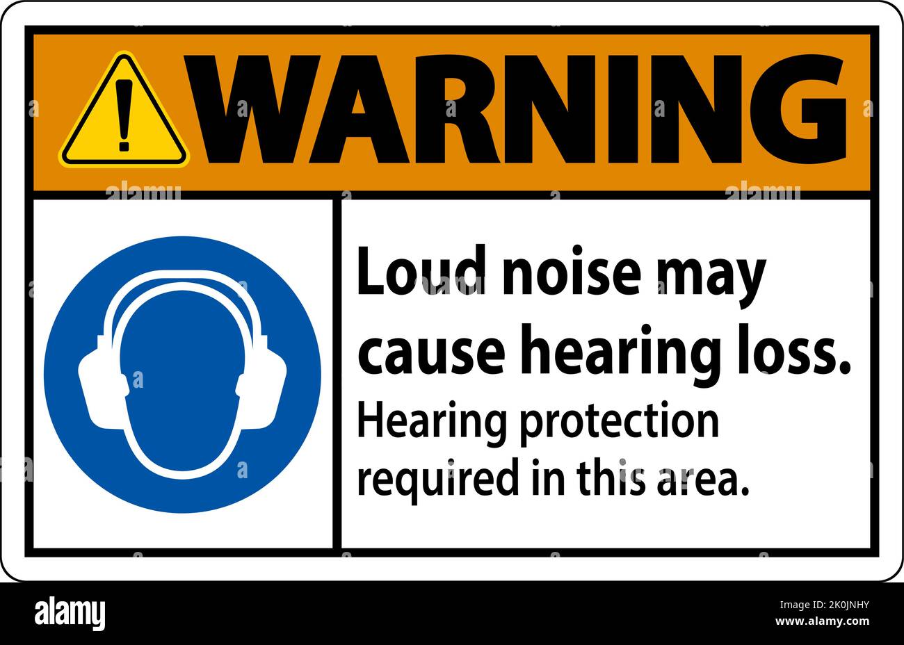 Warning Hearing Protection Required Sign On White Background Stock ...