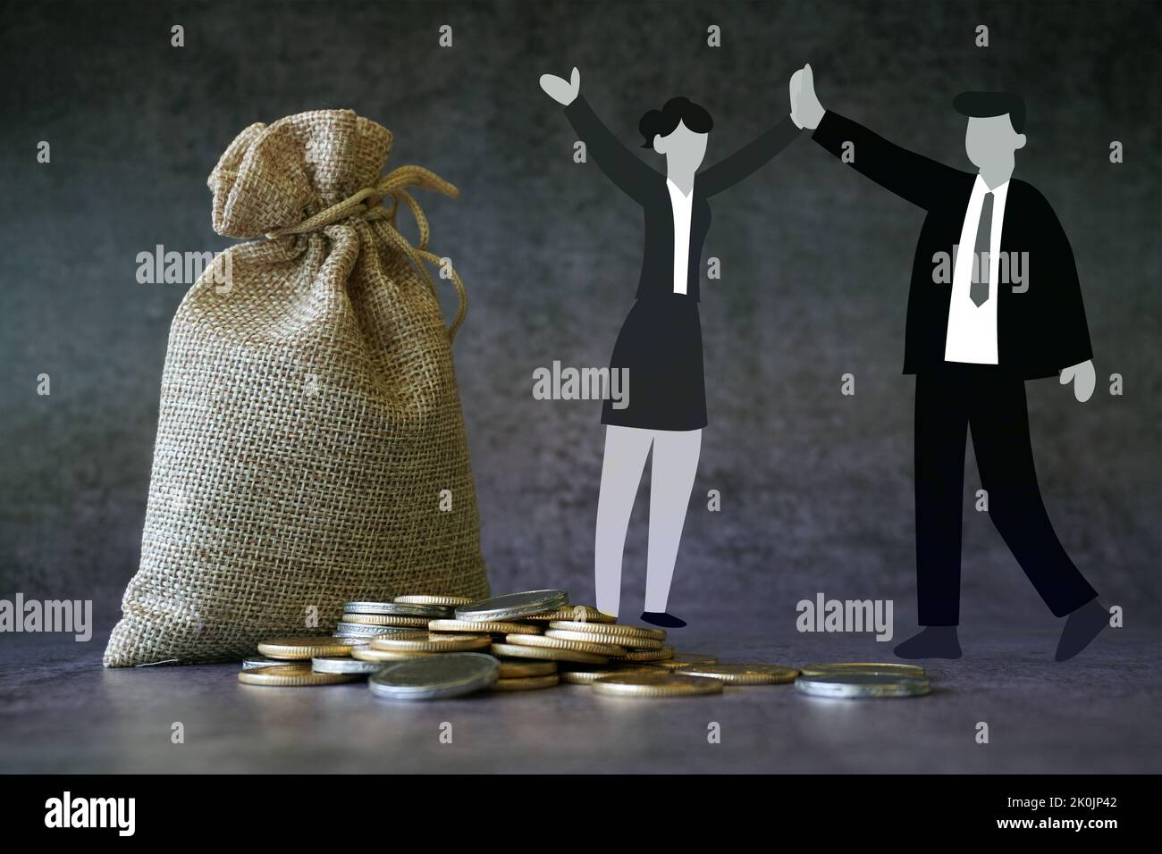 Woman man money bag hi-res stock photography and images - Alamy