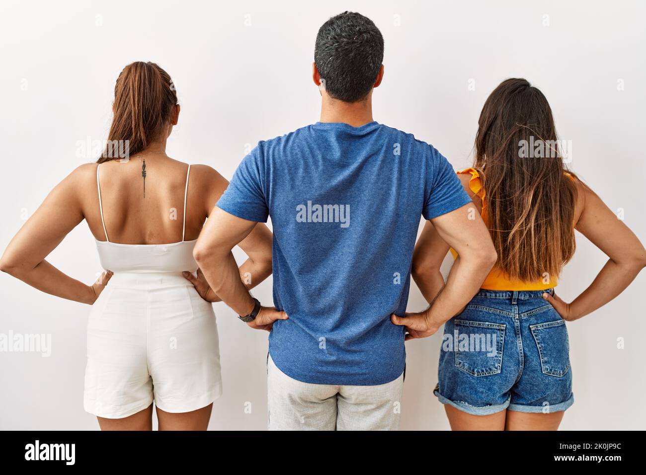 Group of young hispanic people standing over isolated background ...