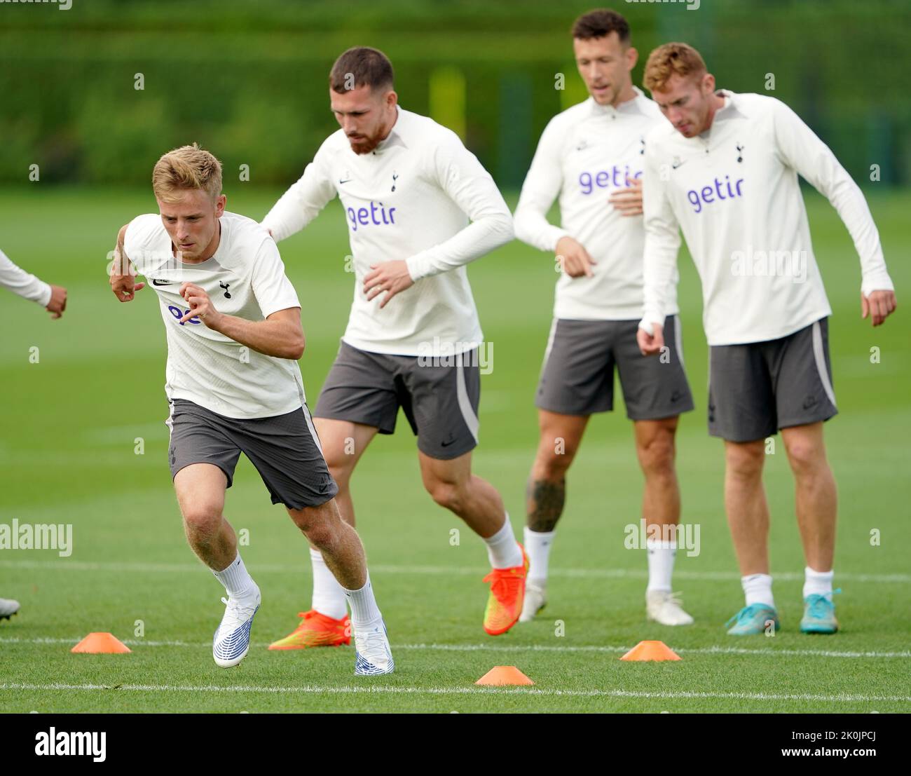 Tottenham Hotspur's Harvey White (left) during a training session at ...
