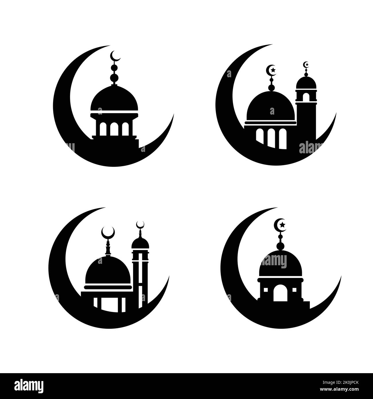 A vector set of the black mosques isolated on the white background ...