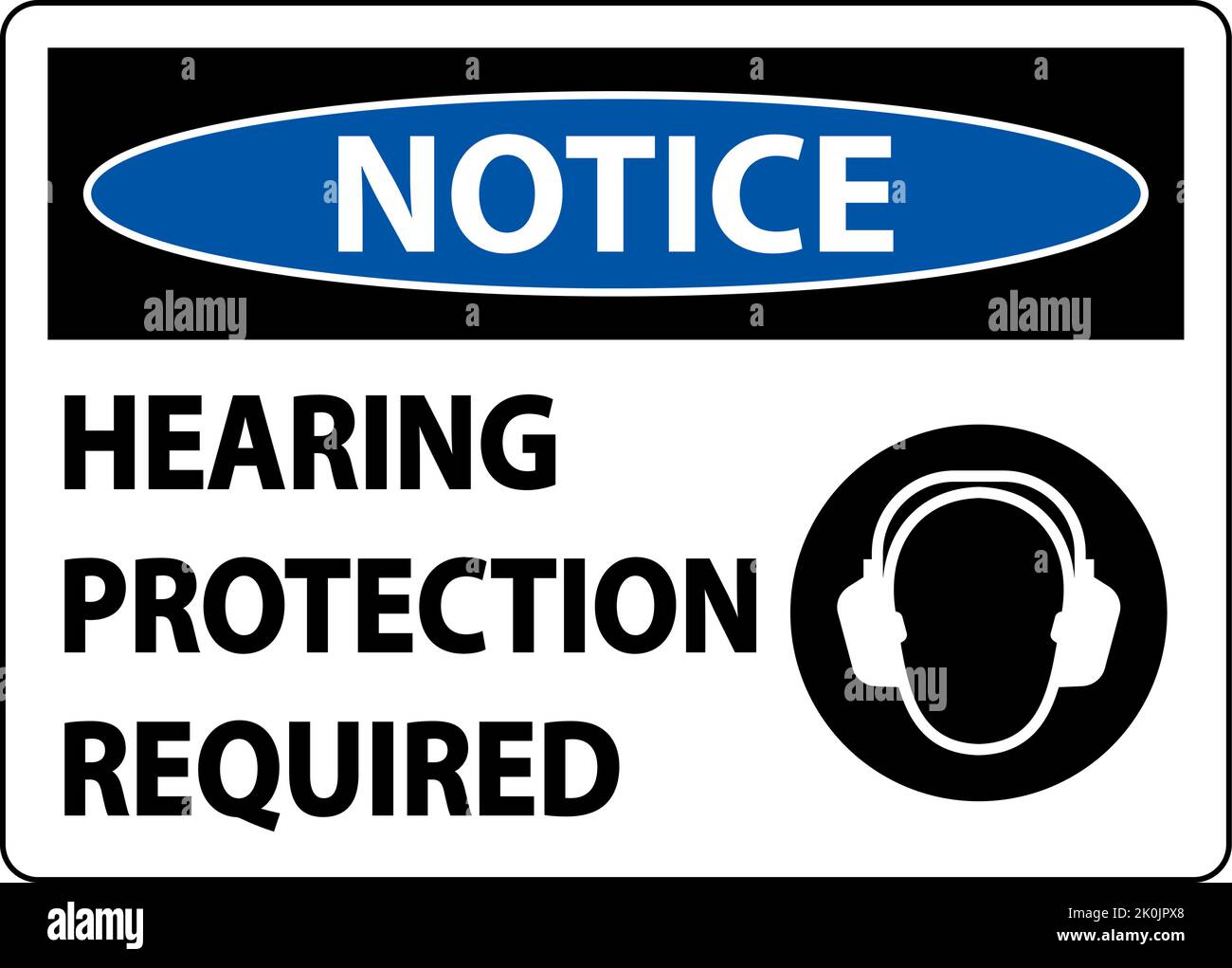 Notice Hearing Protection Required Sign On White Background Stock ...