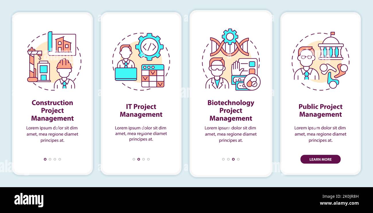 Project management types blue onboarding mobile app screen Stock Vector ... Project management types blue onboarding mobile app screen Stock Vector ...
