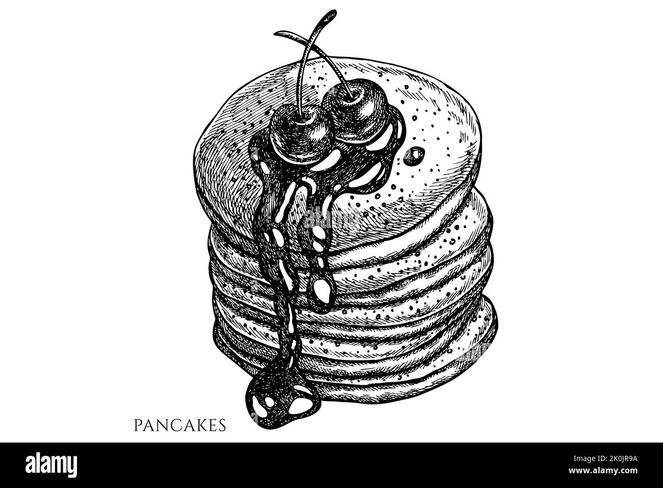 Breakfast vintage vector illustrations collection. Black and white ...
