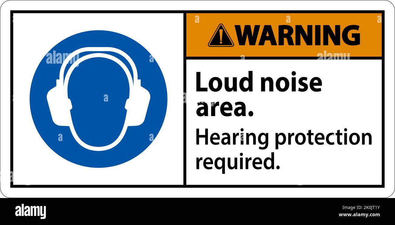 Warning Hearing Protection Required Sign On White Background Stock ...