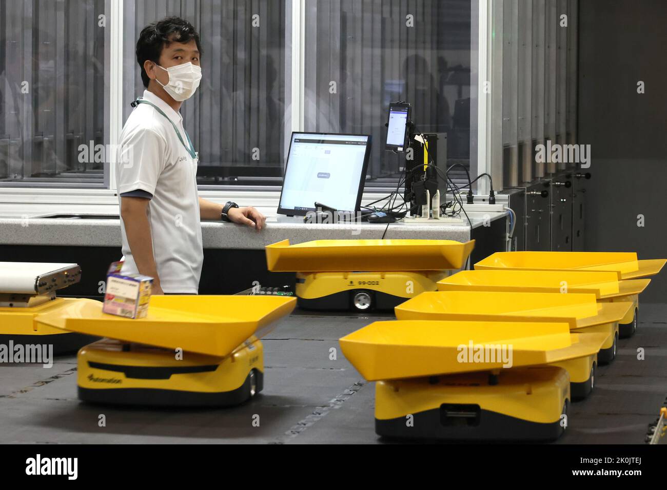 Ichikawa, Japan. 12th Sep, 2022. Japan's Softbank Robotics displays a logistics solution with ...