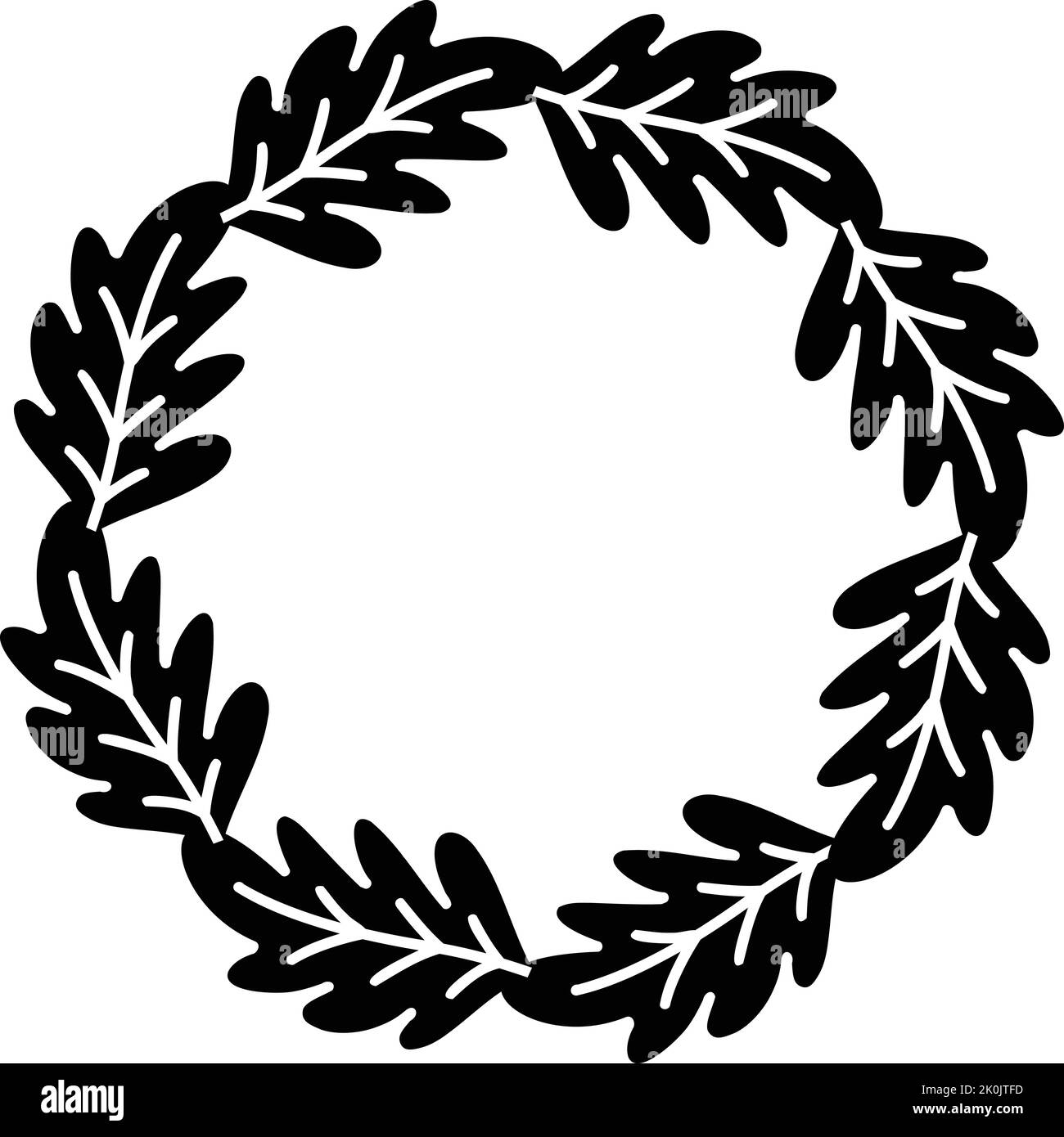 Hand Drawn leaf circle frame illustration isolated on background Stock ...