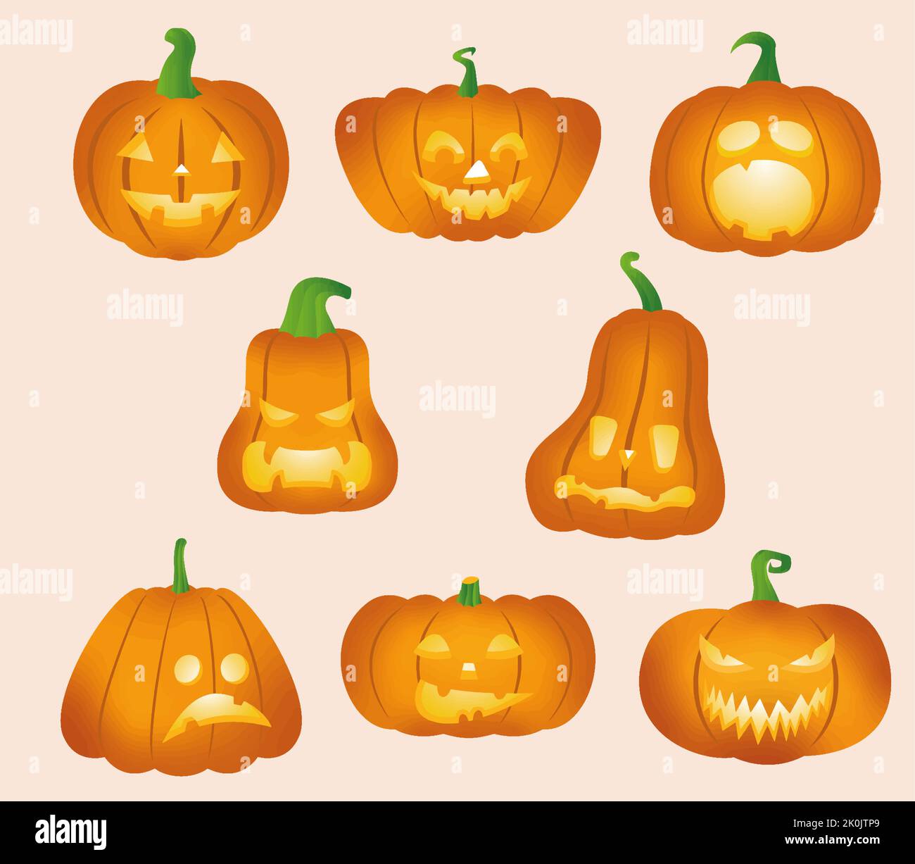 halloween vector illustration pumpkins pack in color Stock Vector Image ...