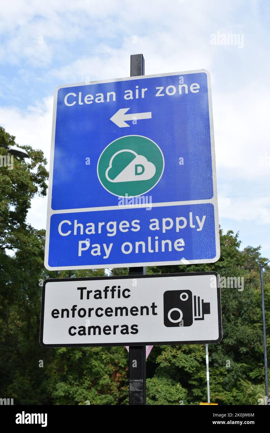 A clean air zone charges apply pay online road traffic sign in Bristol Stock Photo - Alamy