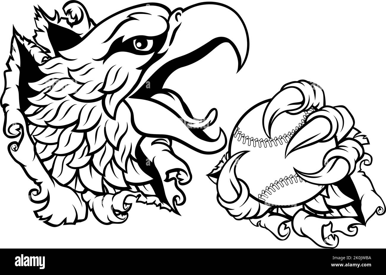 Bald Eagle Hawk Ripping Claw Baseball Ball Mascot Stock Vector Image ...