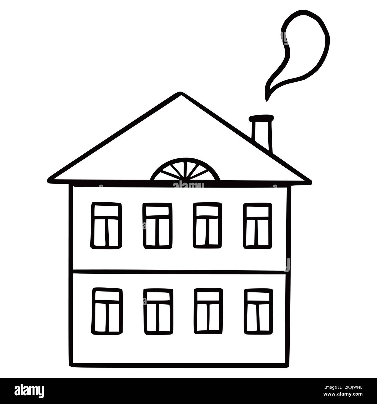 Hand drawn cute house. Doodle sketch style home. House building with ...