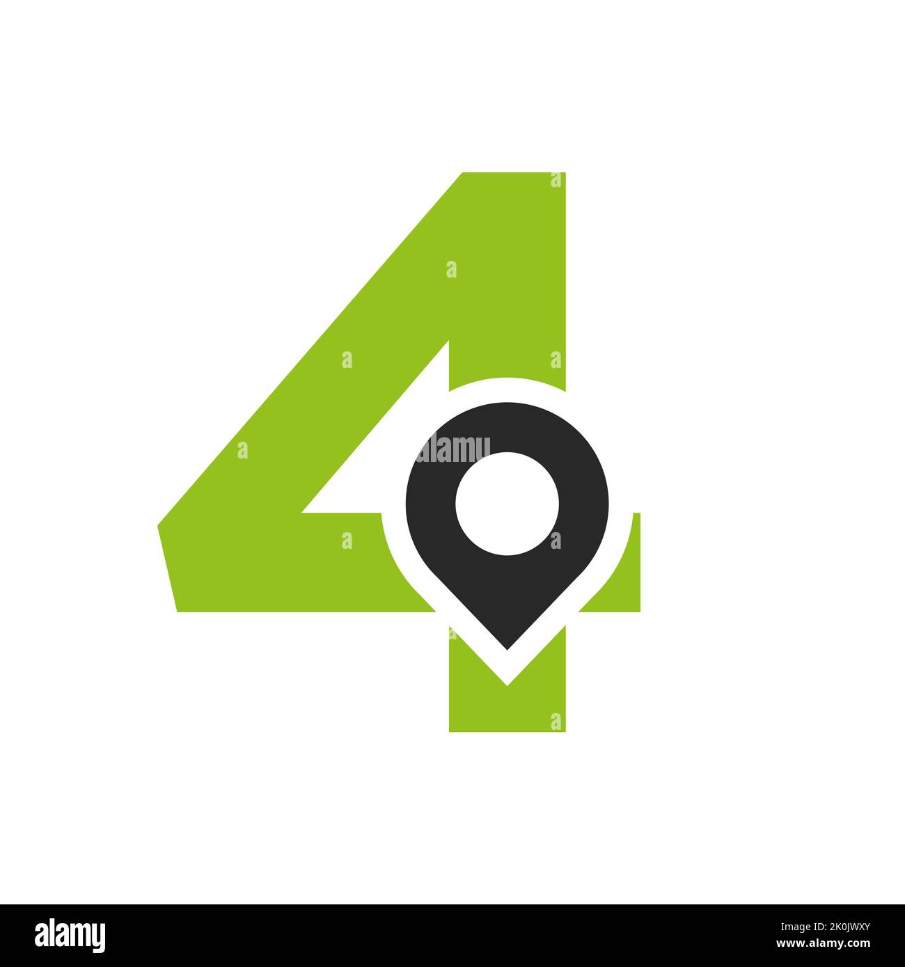 Letter 4 Location Logo Design Sign. Location Icon Concept With Alphabet ...