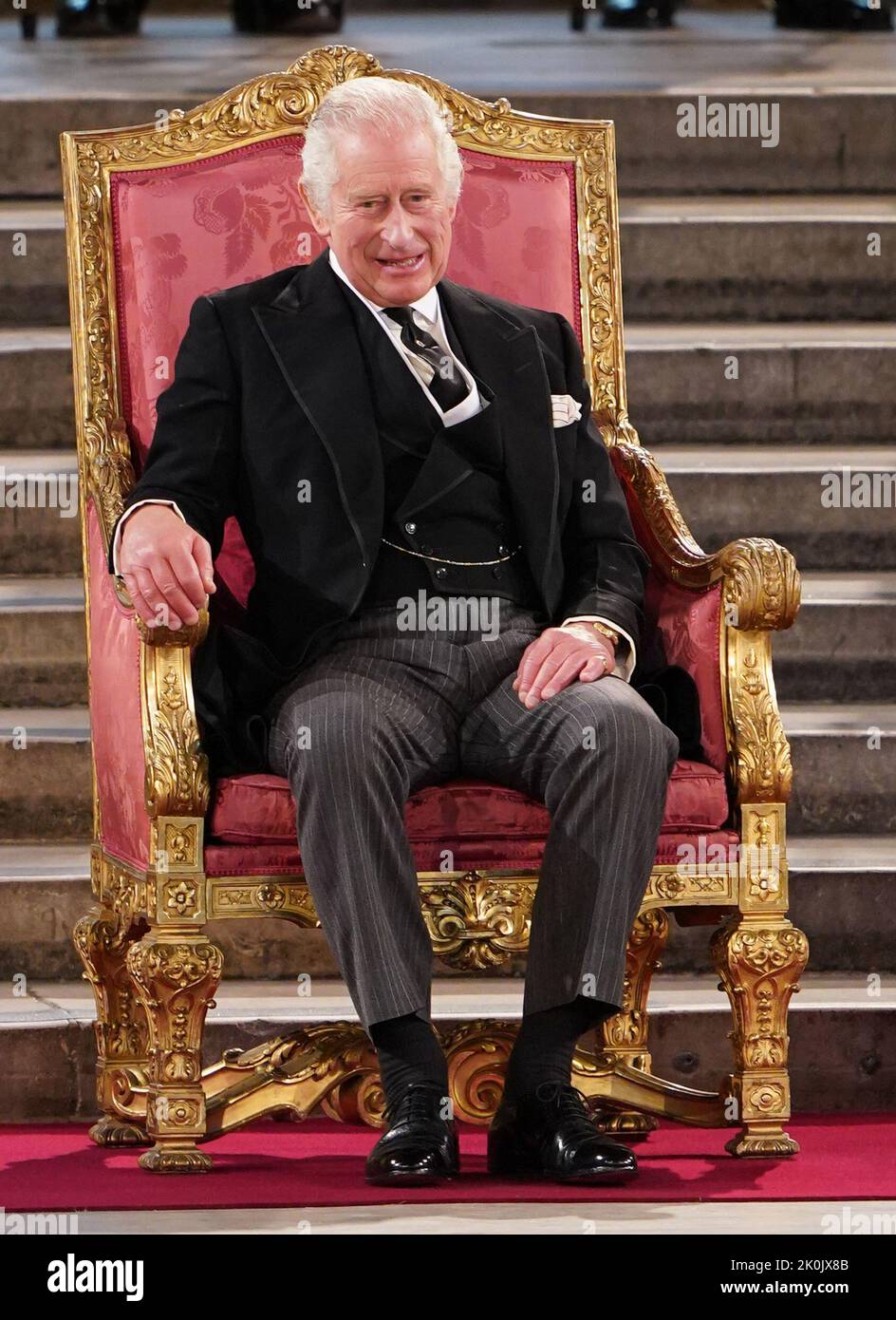 King Charles III at Westminster Hall, London, where both Houses of ...