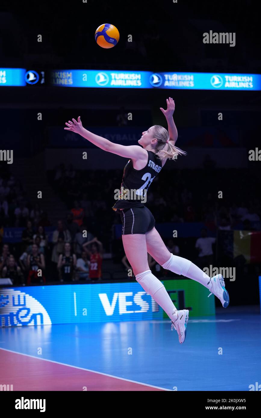 ANKARA, TURKIYE - JUNE 04, 2022: Stragier Manon serves during Thailand ...