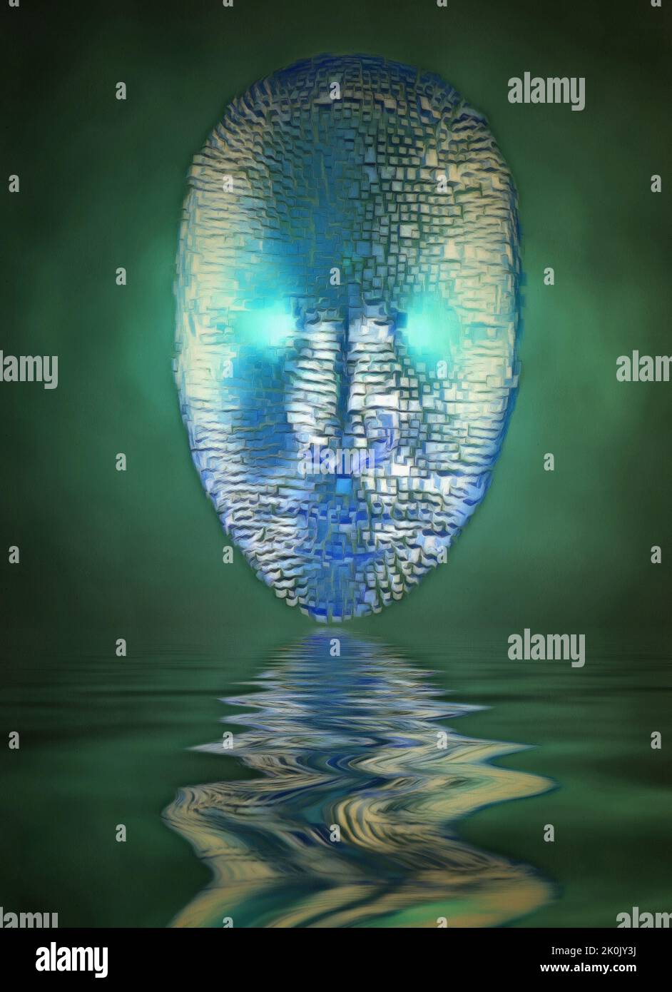 Face and reflective surface. 3D rendering Stock Photo - Alamy