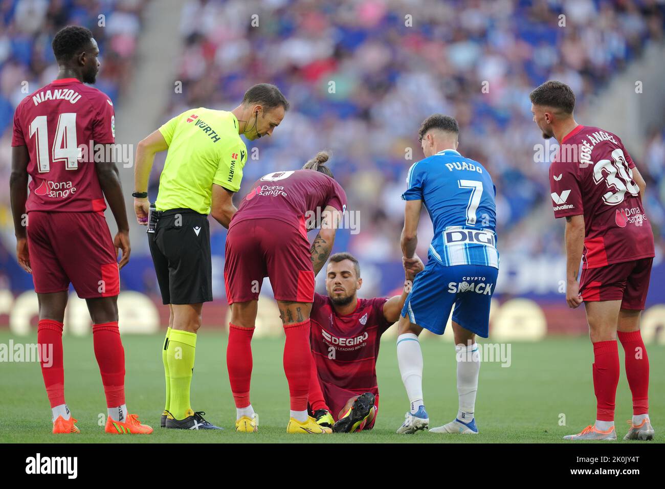 Joan Jordan of Sevilla FC on the floor during the La Liga match between ...