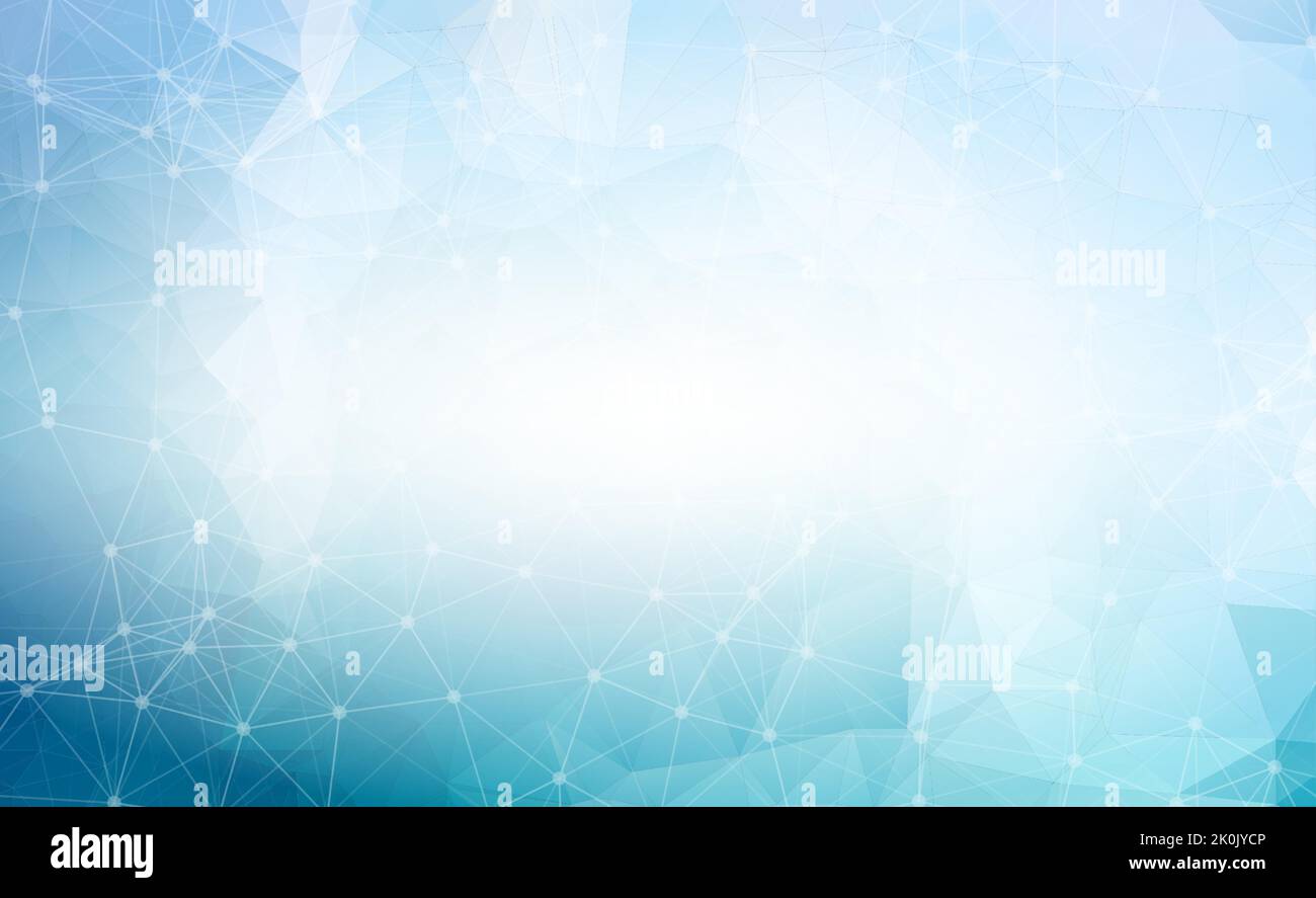 Abstract Blue White Polygonal Space Background with Connecting Dots and Lines. Connection ...