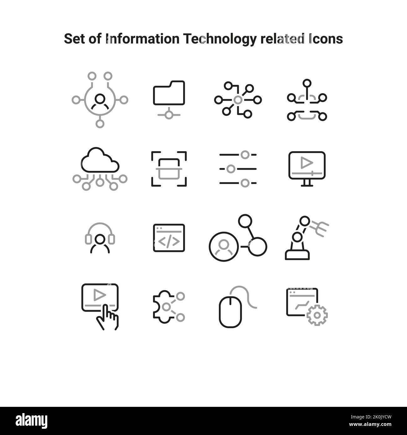 Information technology line icons collection. UI icon set in a flat ...