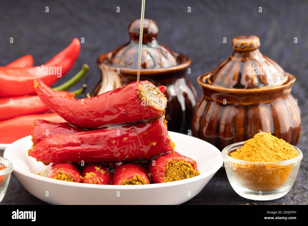 Traditional Homemade Red Chilli Pickle Also Known As Moti Teekhi Lal ...