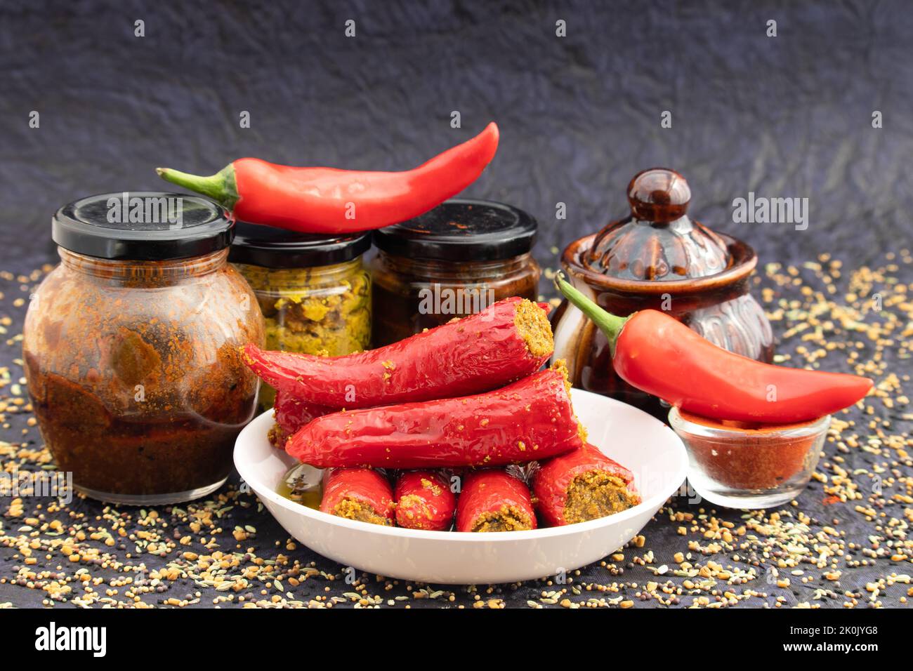 Traditional Homemade Red Chilli Pickle Also Known As Moti Teekhi Lal ...