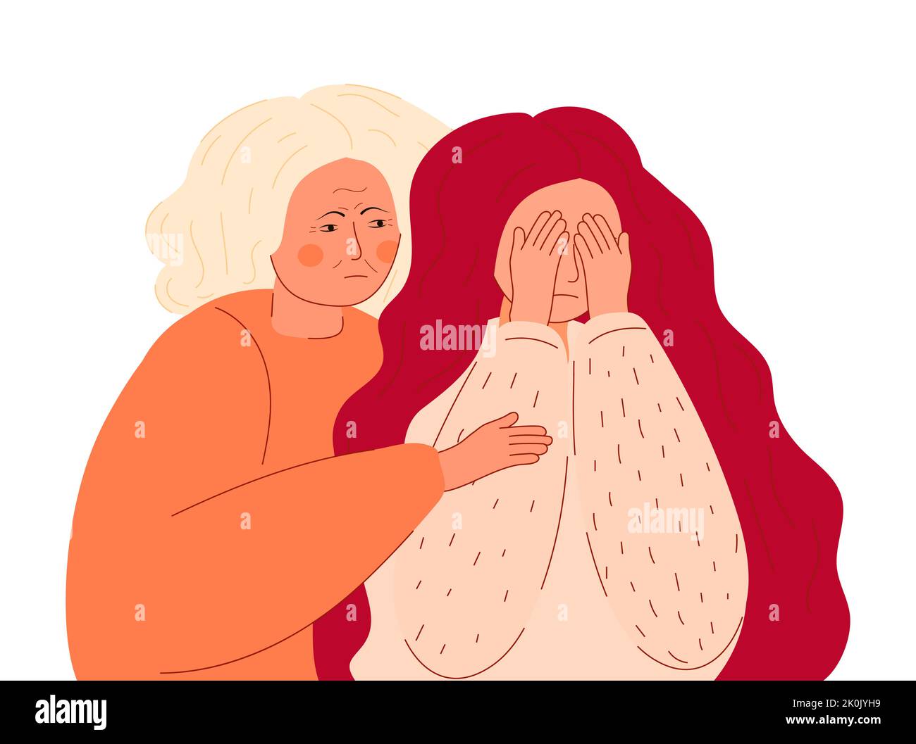 Mother hugs her daughter. Psychological and parent support concept ...