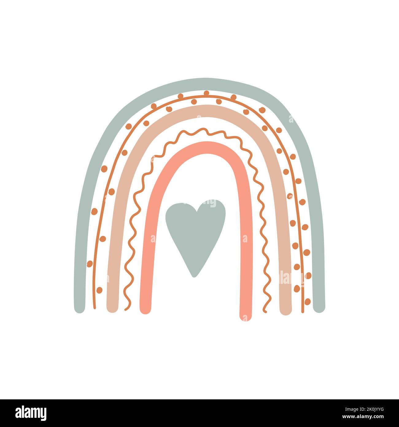 Pastel boho rainbow. Cute hand drawn modern stickers for nursery ...