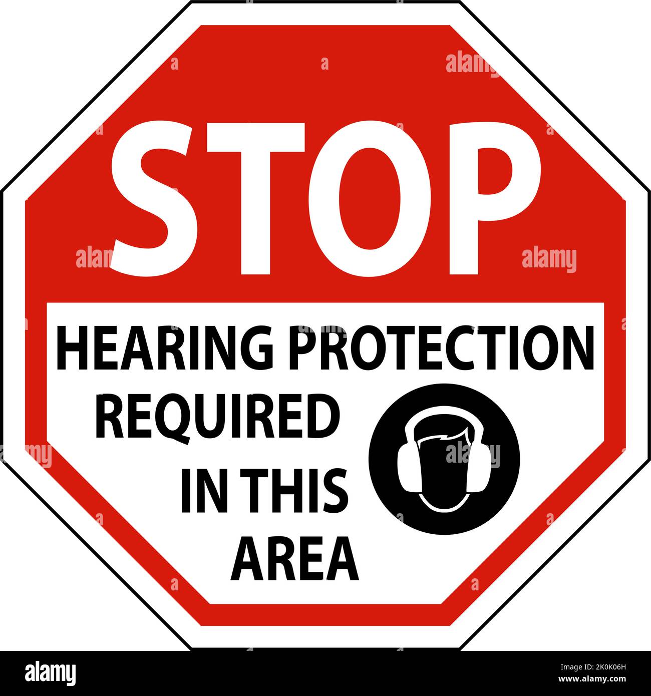 Hearing Protection Required Sign On White Background Stock Vector Image ...